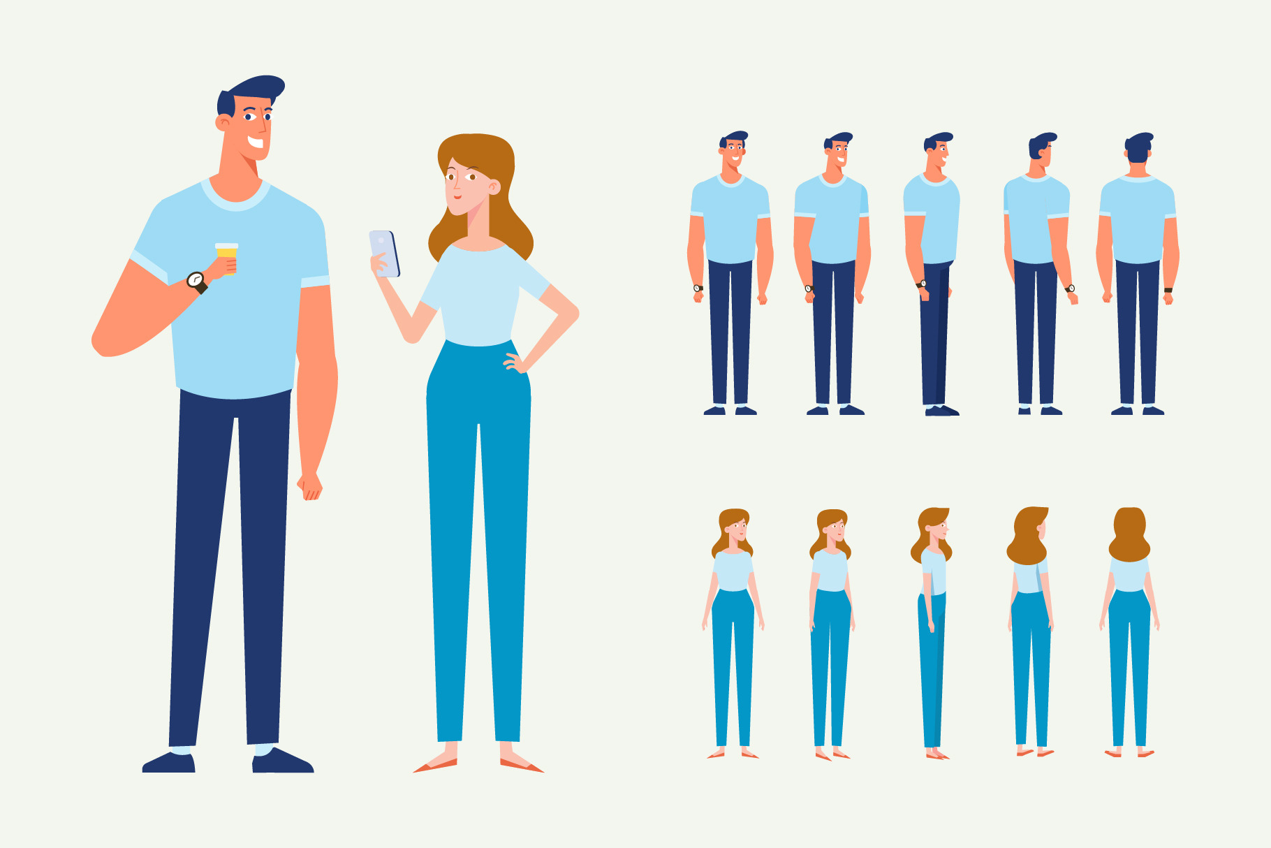 Man and woman animation set, a Person Illustration by Vector_Art