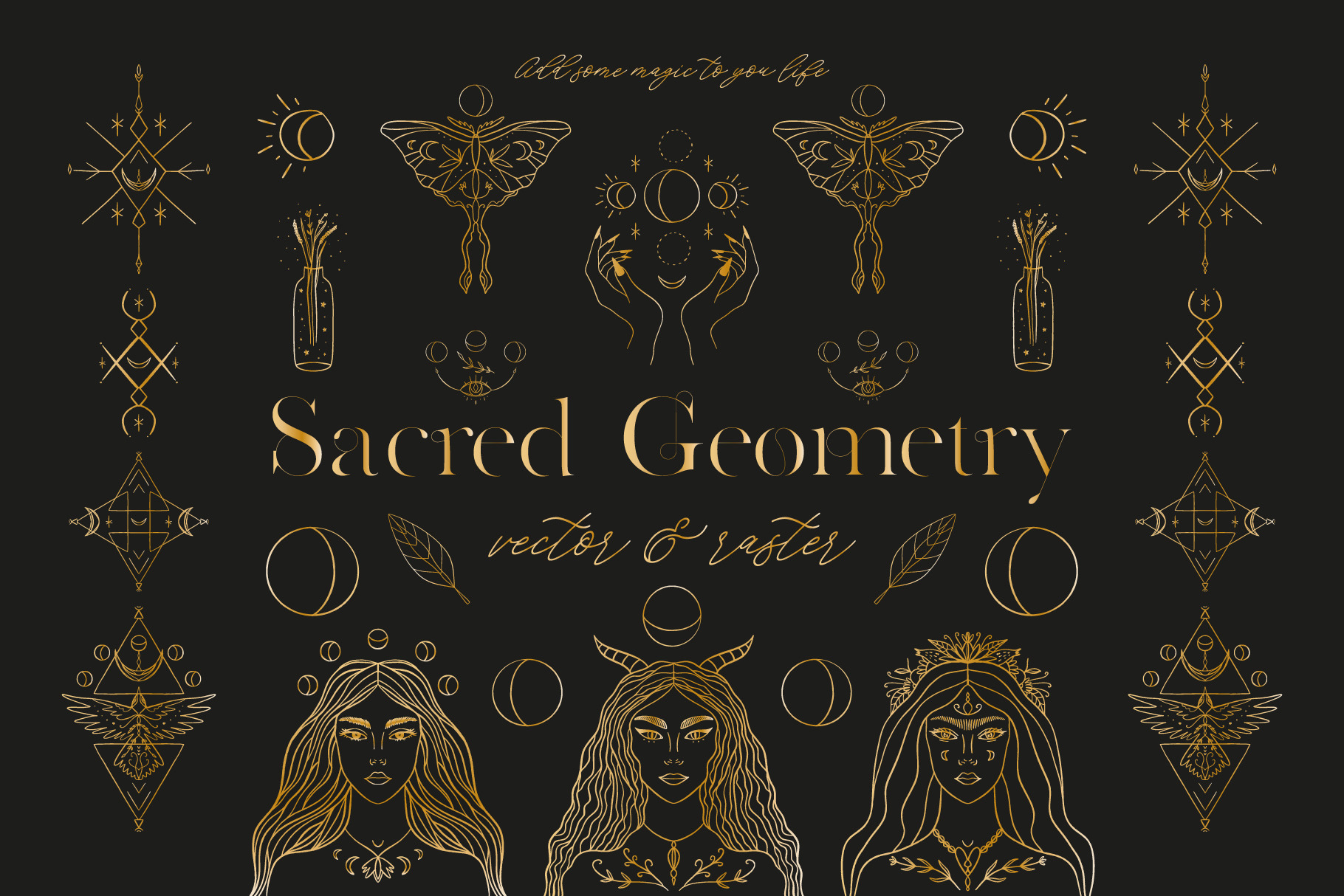 Sacred Geometry Bundle, an Animal Illustration by Annie Konst