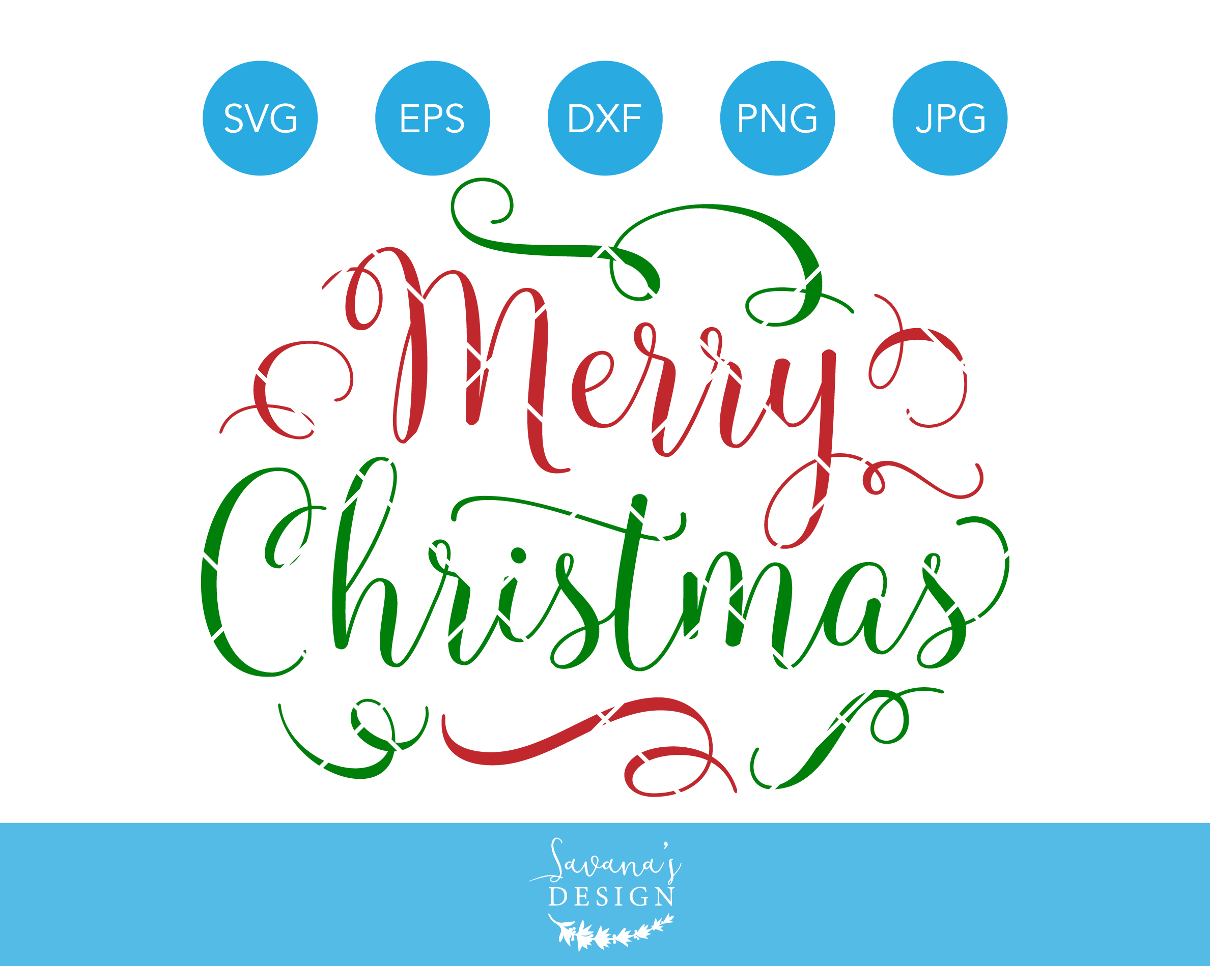 Merry Christmas SVG Vector Cut File, an Illustration by SavanasDesign