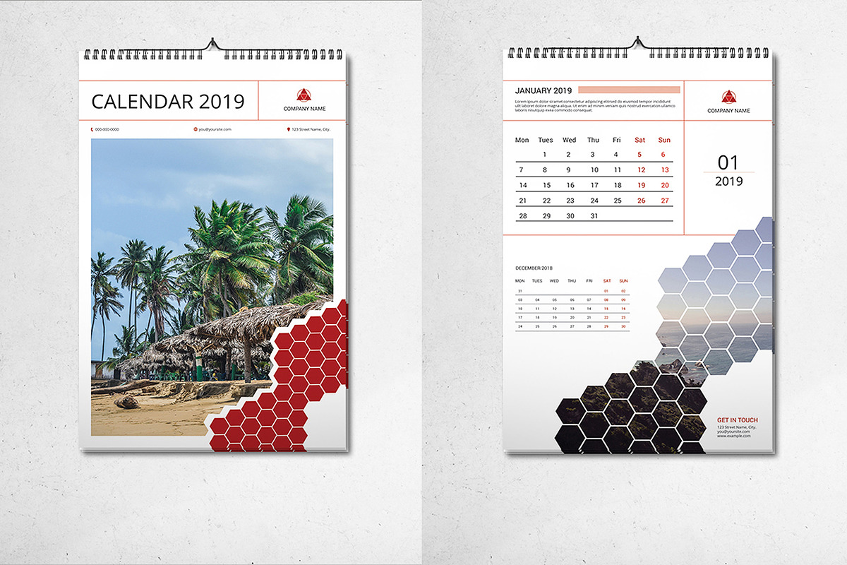 InDesign Wall Calendar 2019 - V04, a Stationery Template by Template Shop
