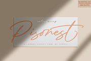 Pisonest (Glyph Central Europan), a Script Font by Meutuwah
