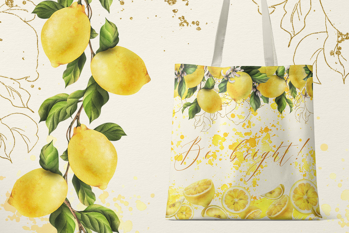 Lemons sunny watercolor clipart, a Food Illustration by NATASHA CHU