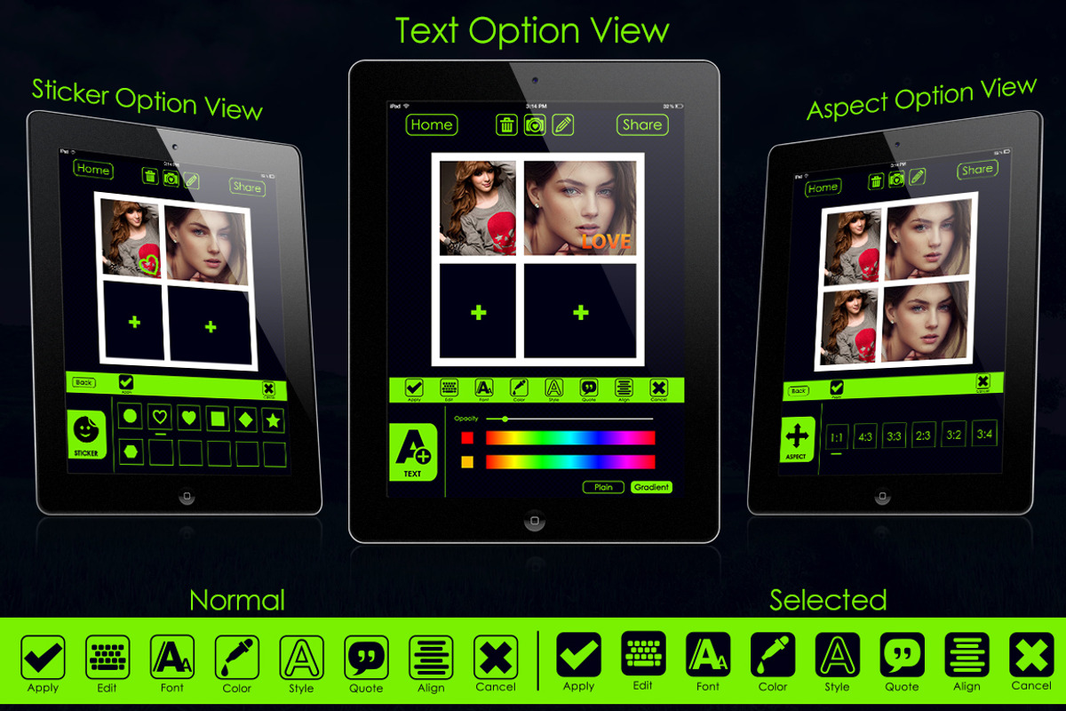 Pic Collage App GUI Design, an UI Kit Template by S_N_K