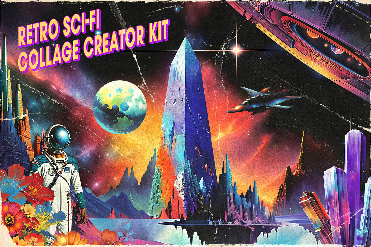 Retro Sci-Fi Collage Creator Kit, an Object Graphic by Nibera