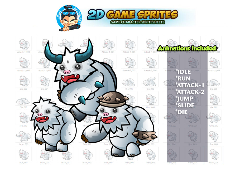 Yeti 2D Game Sprites, an Illustration by DionArtworks