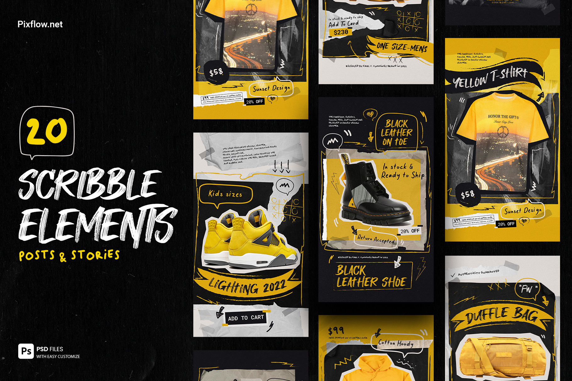 Scribble style Instagram Posts & Sto, a Social Media Template by ...
