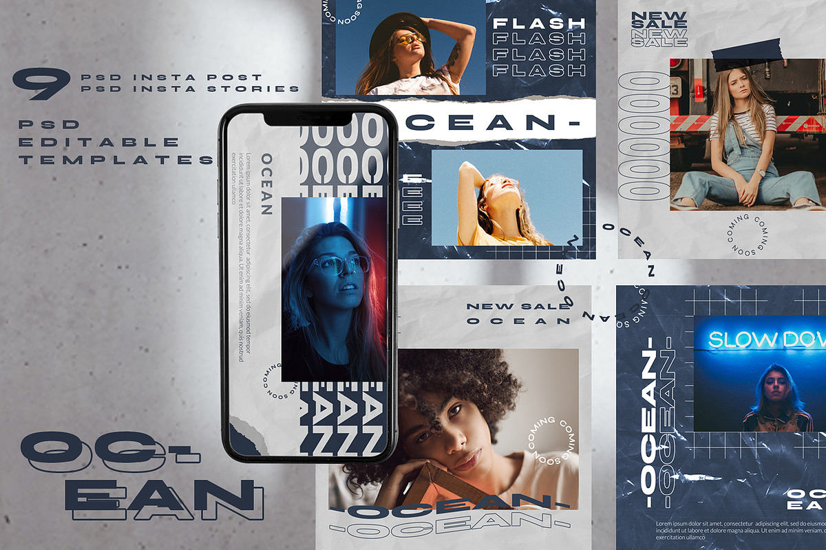OCEAN Instagram Template, a Social Media Template by Compaq_Creative