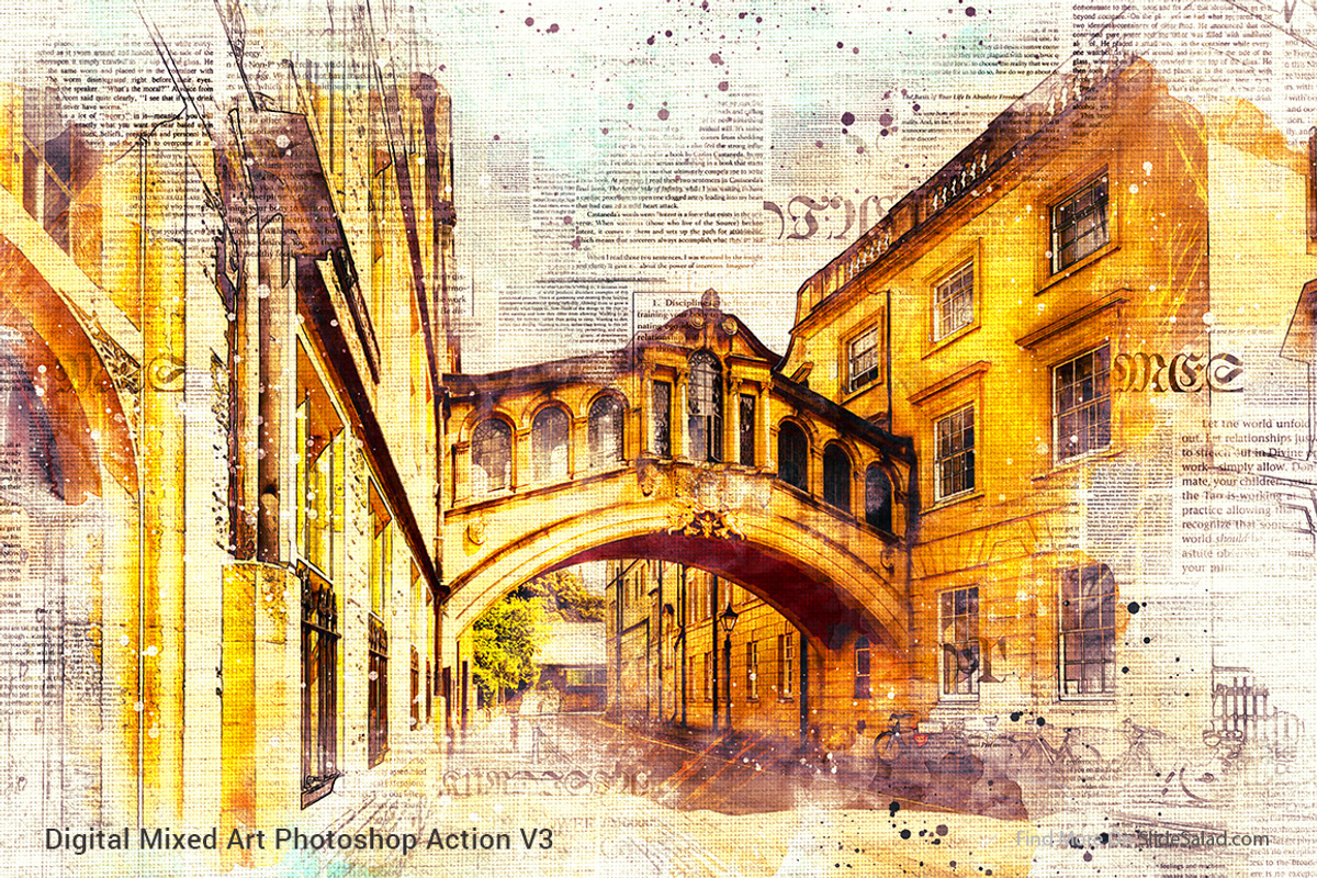 Digital Mixed Art Photoshop Action, an Action Add-On by SlideSalad