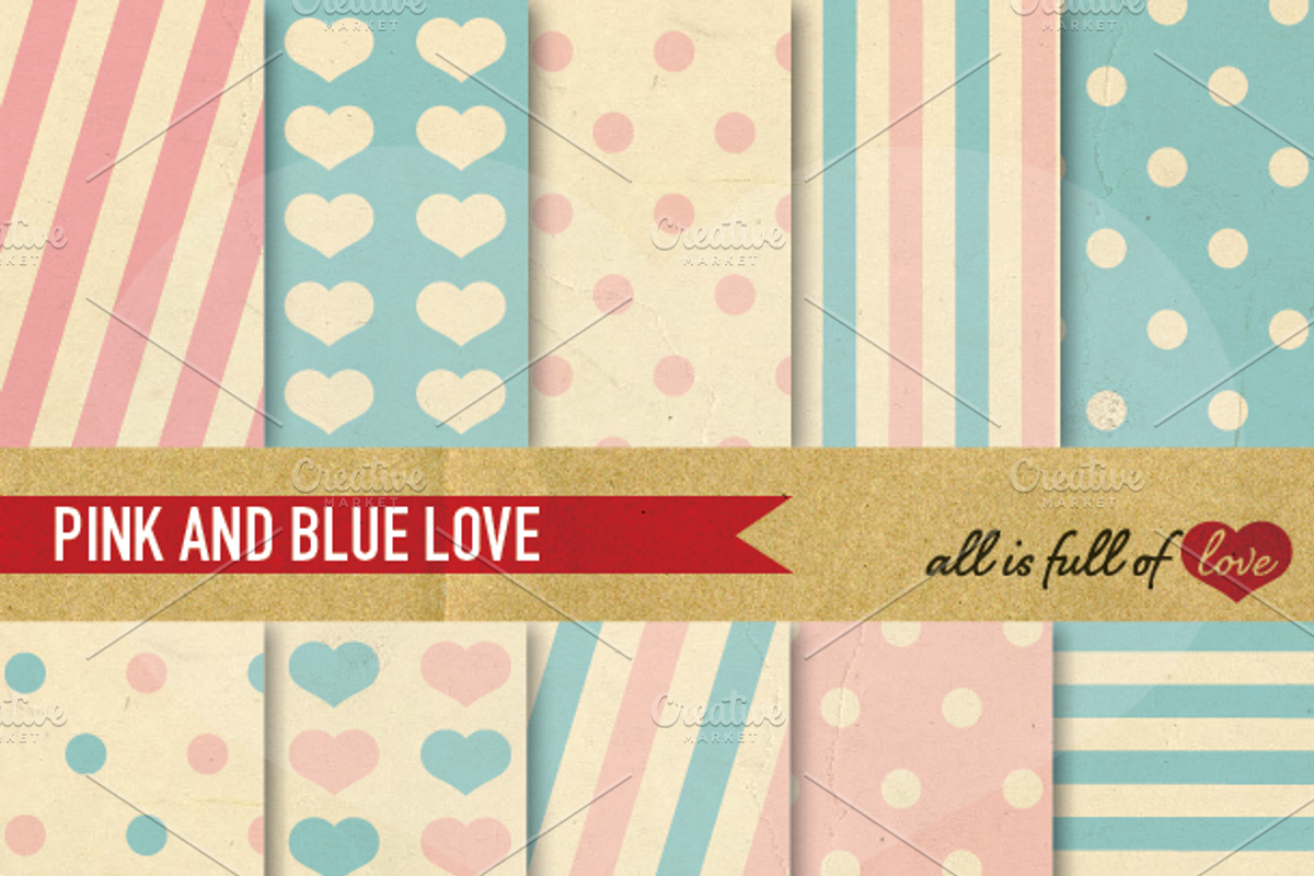Light Blue & Pink Vintage Background, a Pattern Graphic by All is full ...