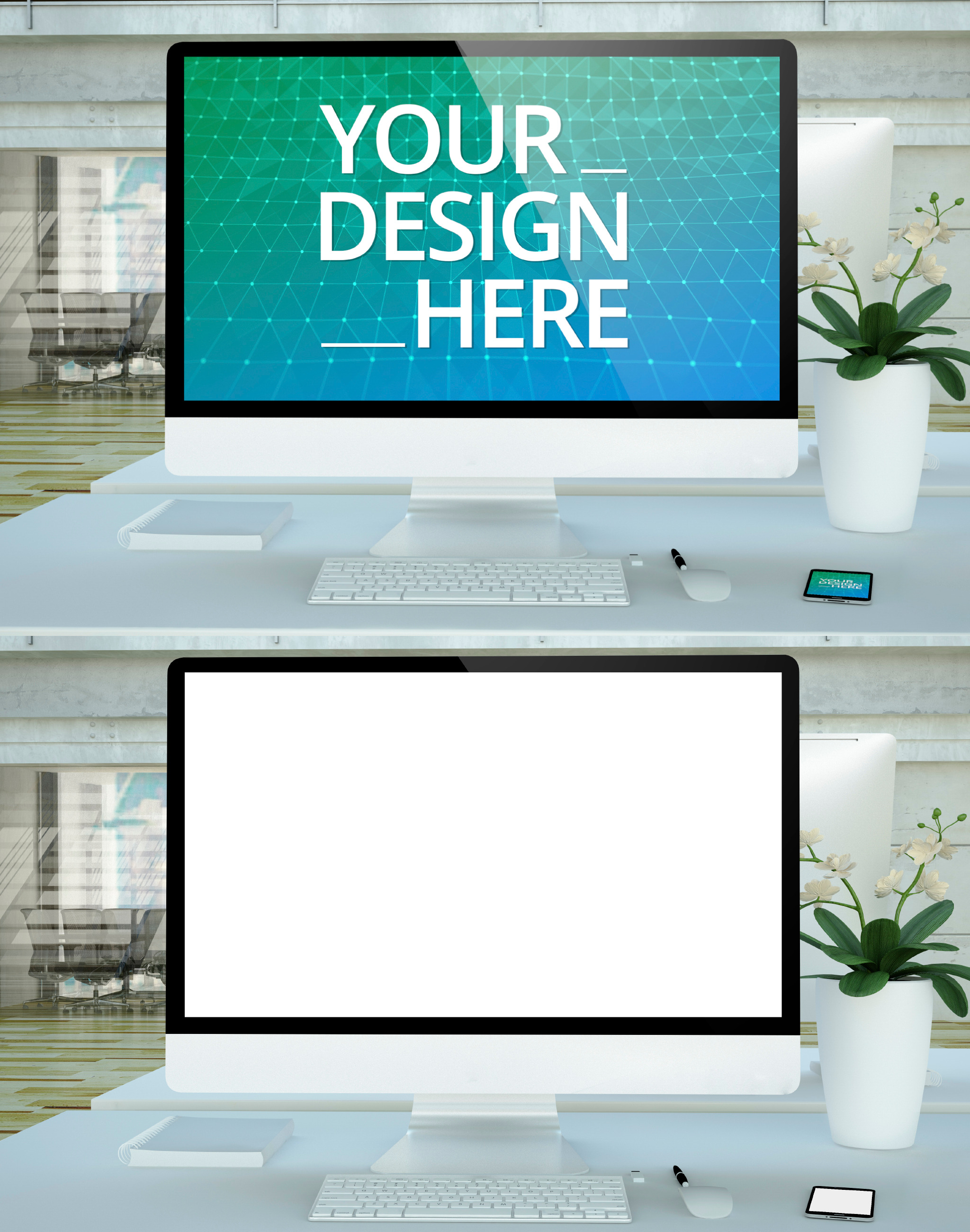 Computer and Phone Mockup, a Device Mockup by McLittle Stock