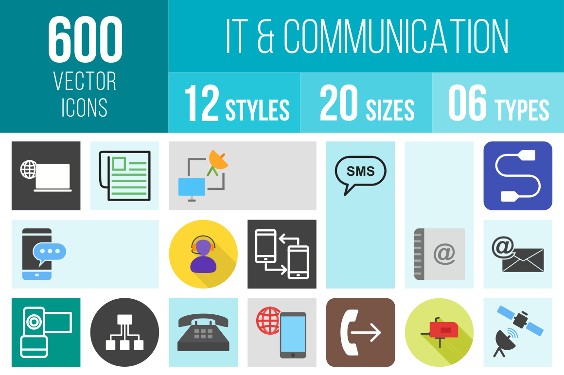 600 IT & Communication Icons, an Outline Icon by IconBunny