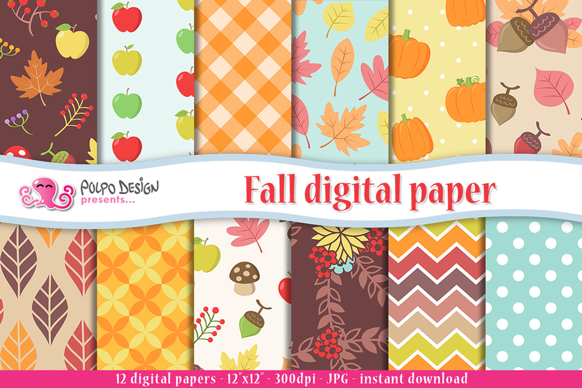 Fall digital paper, a Pattern Graphic by PolpoDesign