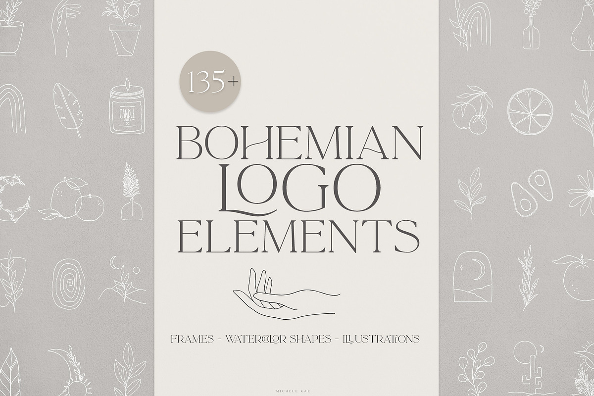 Bohemian logo elements & frames, a Work Illustration by Michèle Kae