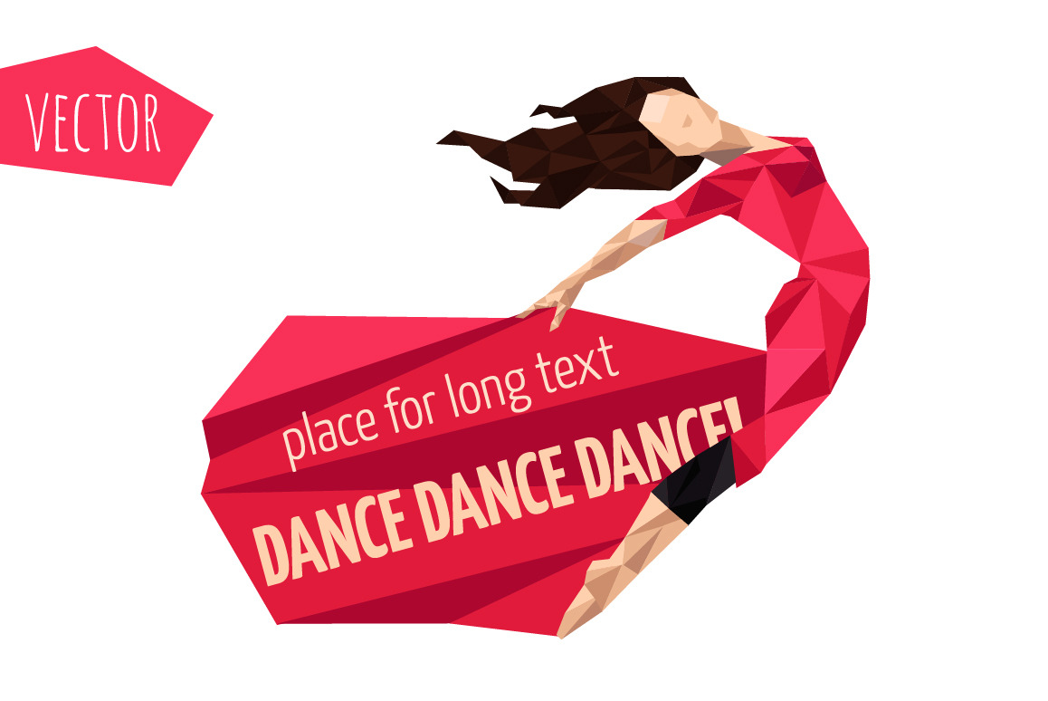 polygon dancing girl in a red dress, a Person Illustration by adi katz