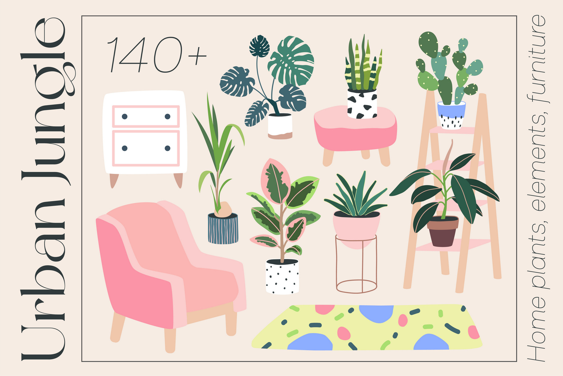 URBAN JUNGLE Decor | Home Plants Kit | Creative Market