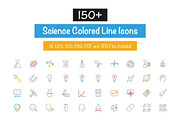 150+ Science Colored Line Icons, an Outline Icon by Creative Stall