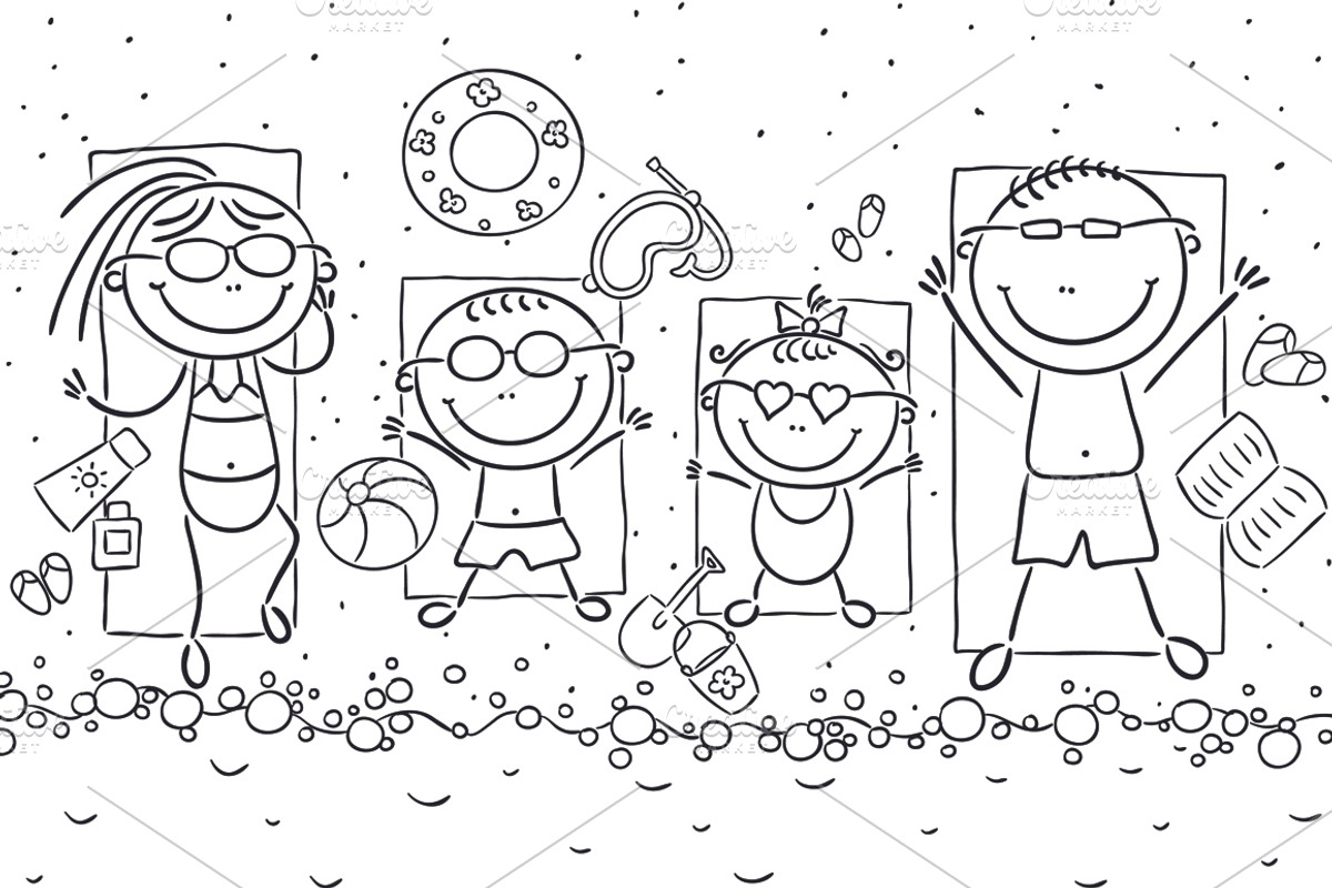Outline cartoon kids illustration, an Illustration by Bubert Art