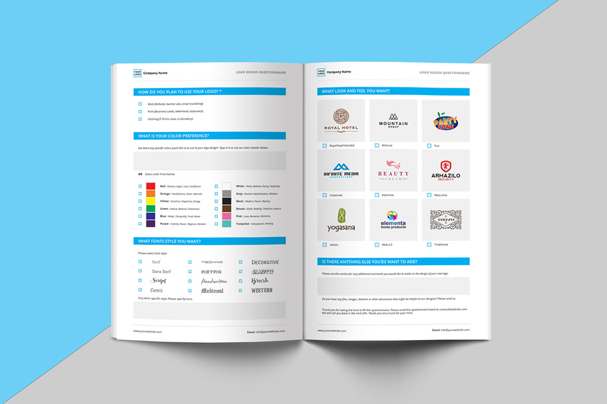 Logo design questionnaire, a Stationery Template by GraphicsEgg