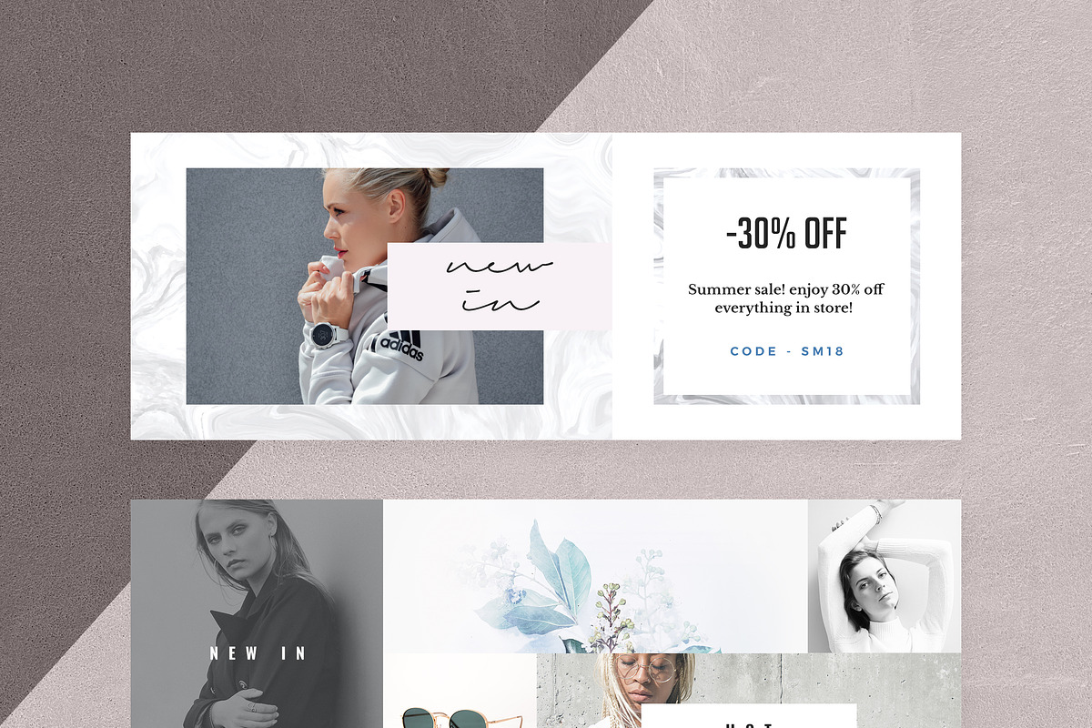 Marble Facebook Cover Pack, a Social Media Template by Crevo Studio