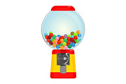 Sphere gumball machine container with sweet candies vector illustration ...
