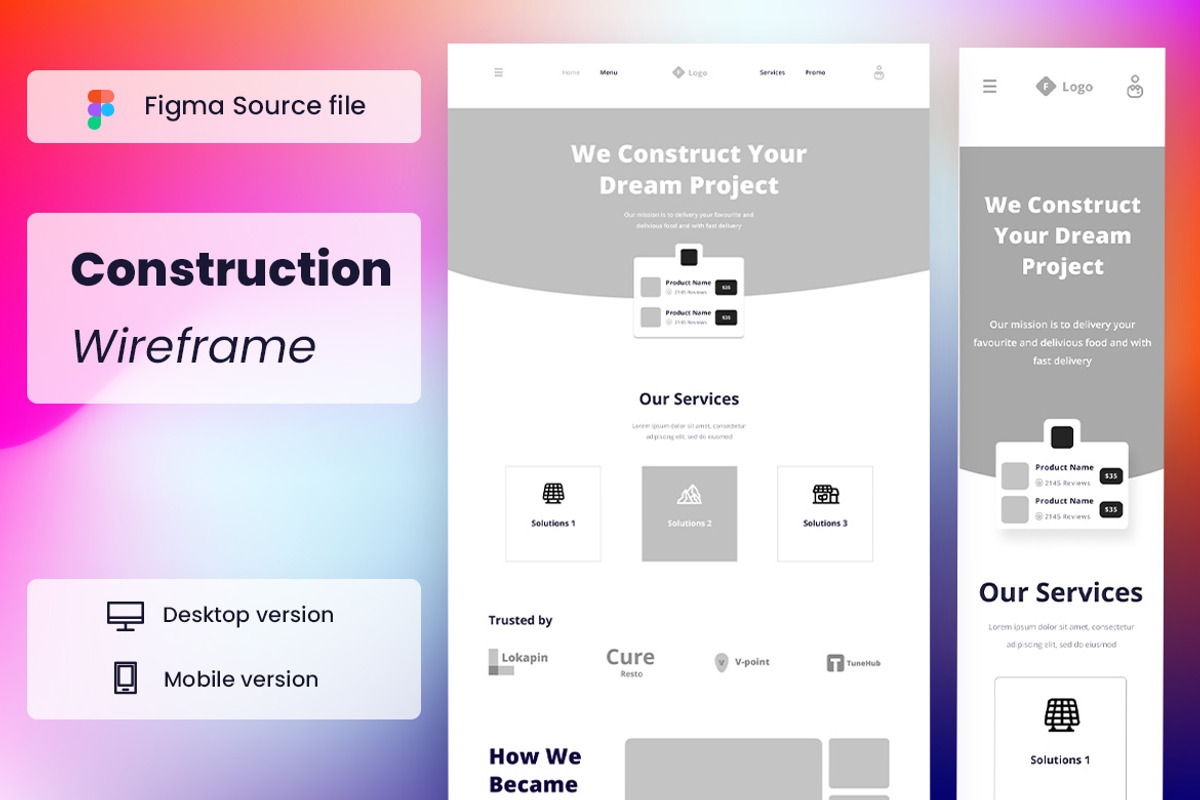 Construction Wireframe Website | Creative Market