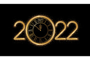 Happy New Year 2022 clock glitter | Decorative Illustrations ~ Creative ...