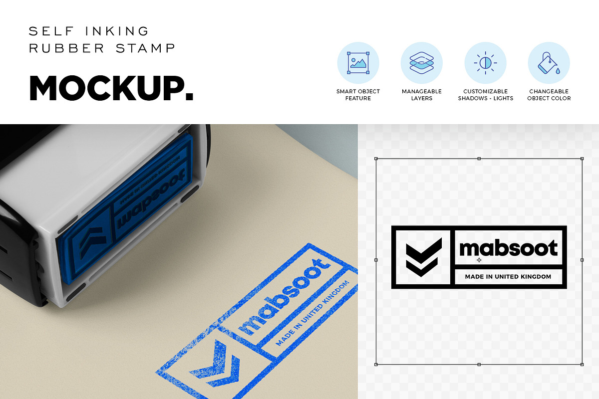 Self Inking Stamp Logo Mockup, a Product Mockup by DesignNeutrons