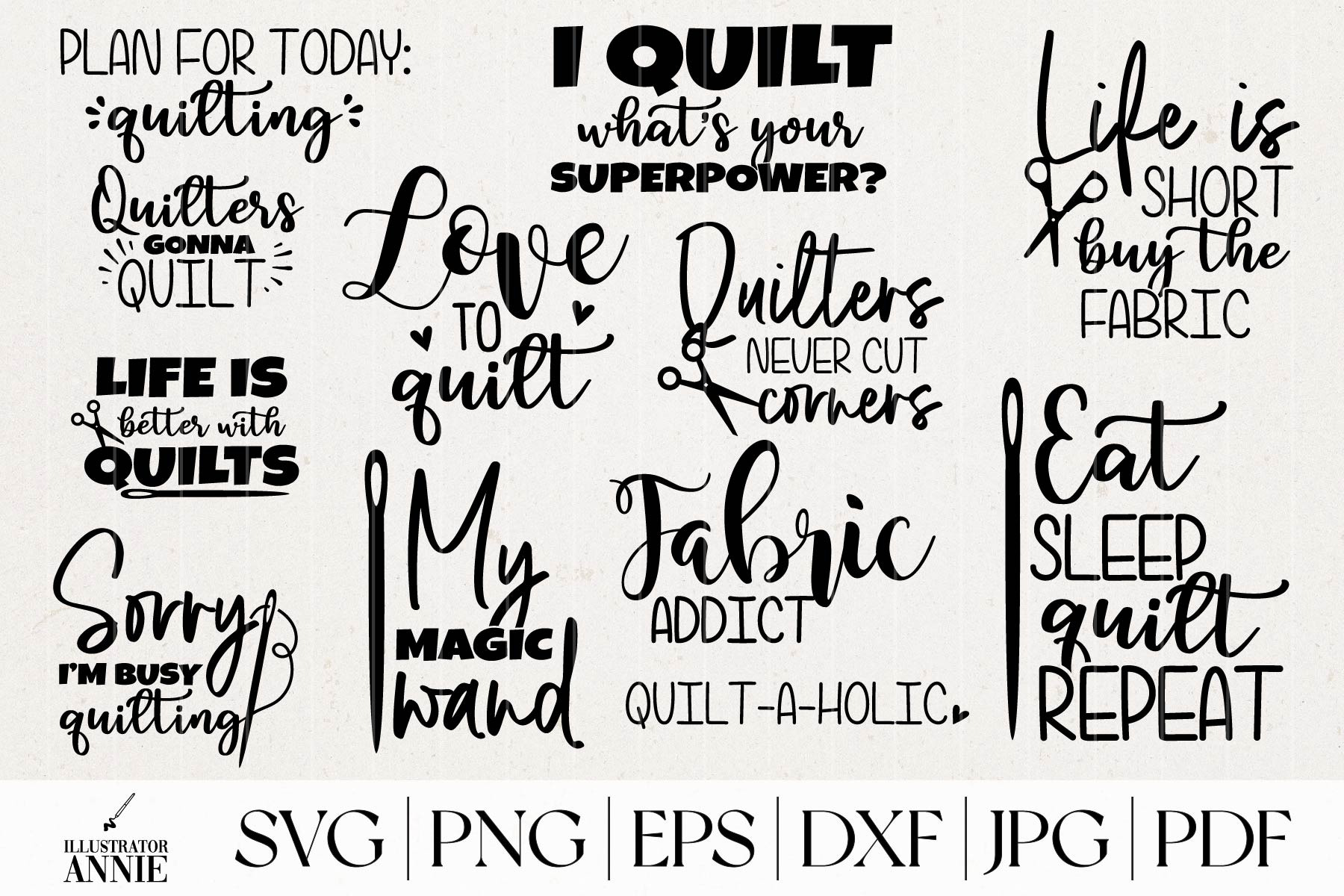 Quilters SVG Bundle - Quilting Quote, an Object Graphic by IllustratorAnnie