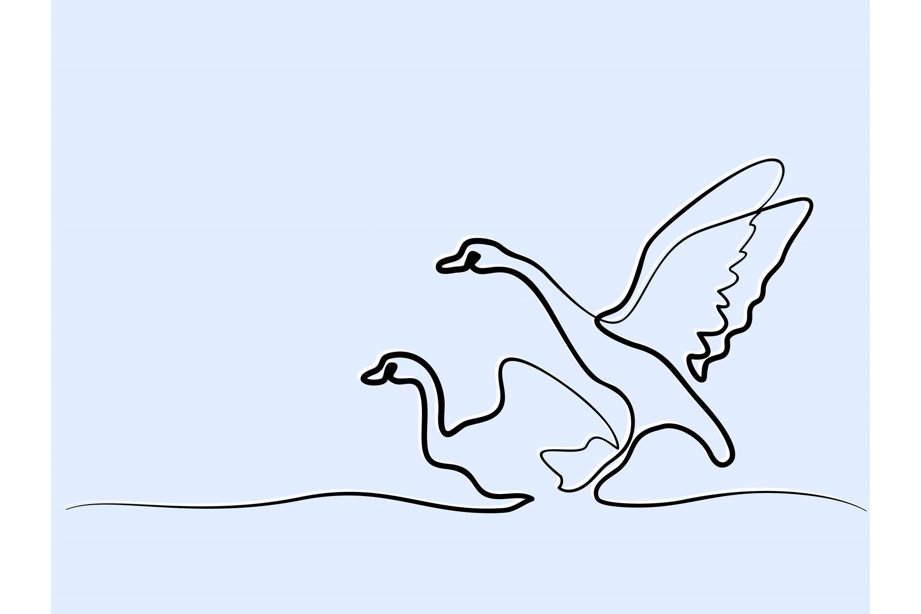 Two swans logo, a Decorative Illustration by Valenty