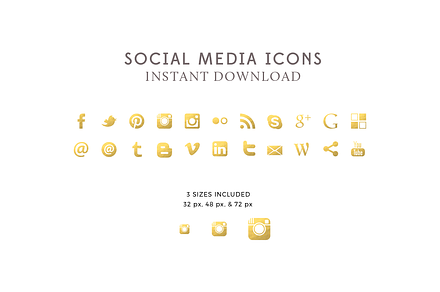 Rose Gold Social Media Icons, an Icon by By Stephanie Design