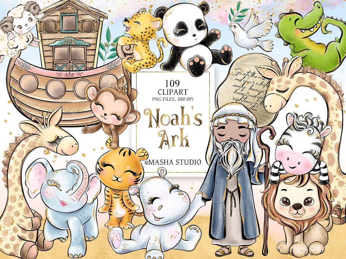 Noah's Ark Clipart, an Animal Illustration by Masha Studio