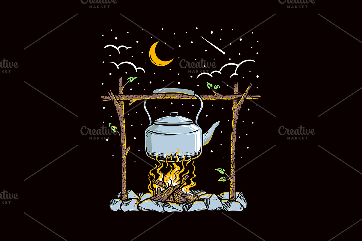 cooking in nature illustration, a Food Illustration by gunaonedesign