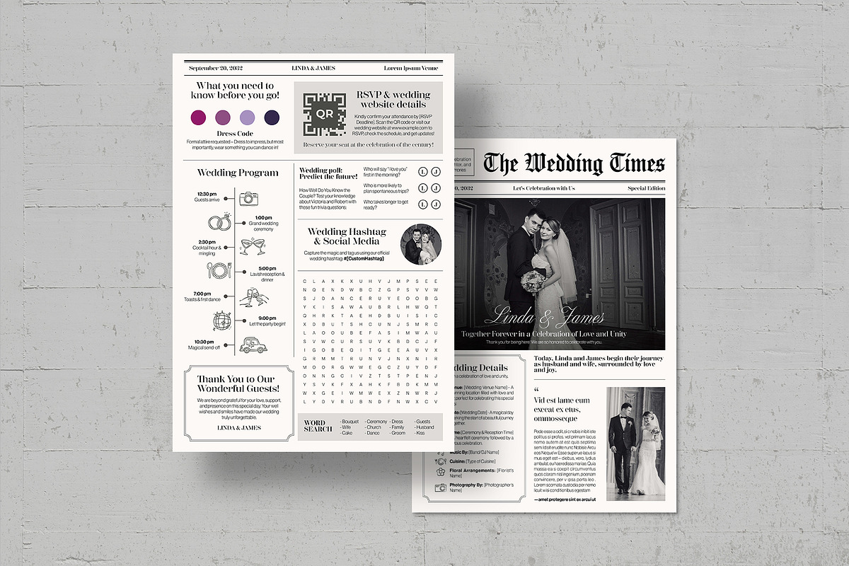 Wedding Newspaper Flyer Template, a Flyer Template by BrandPacks