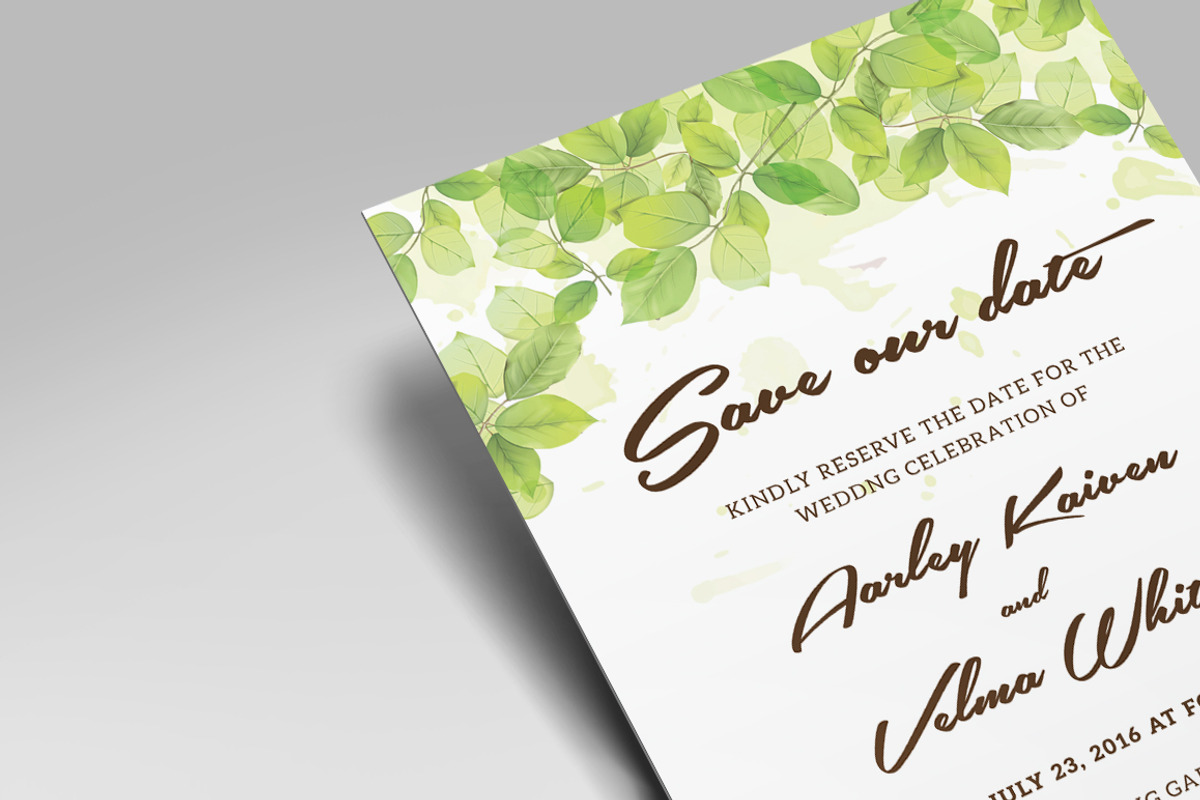 Leaf Wedding Invitation Set, a Card Template by Aarley Kaiven