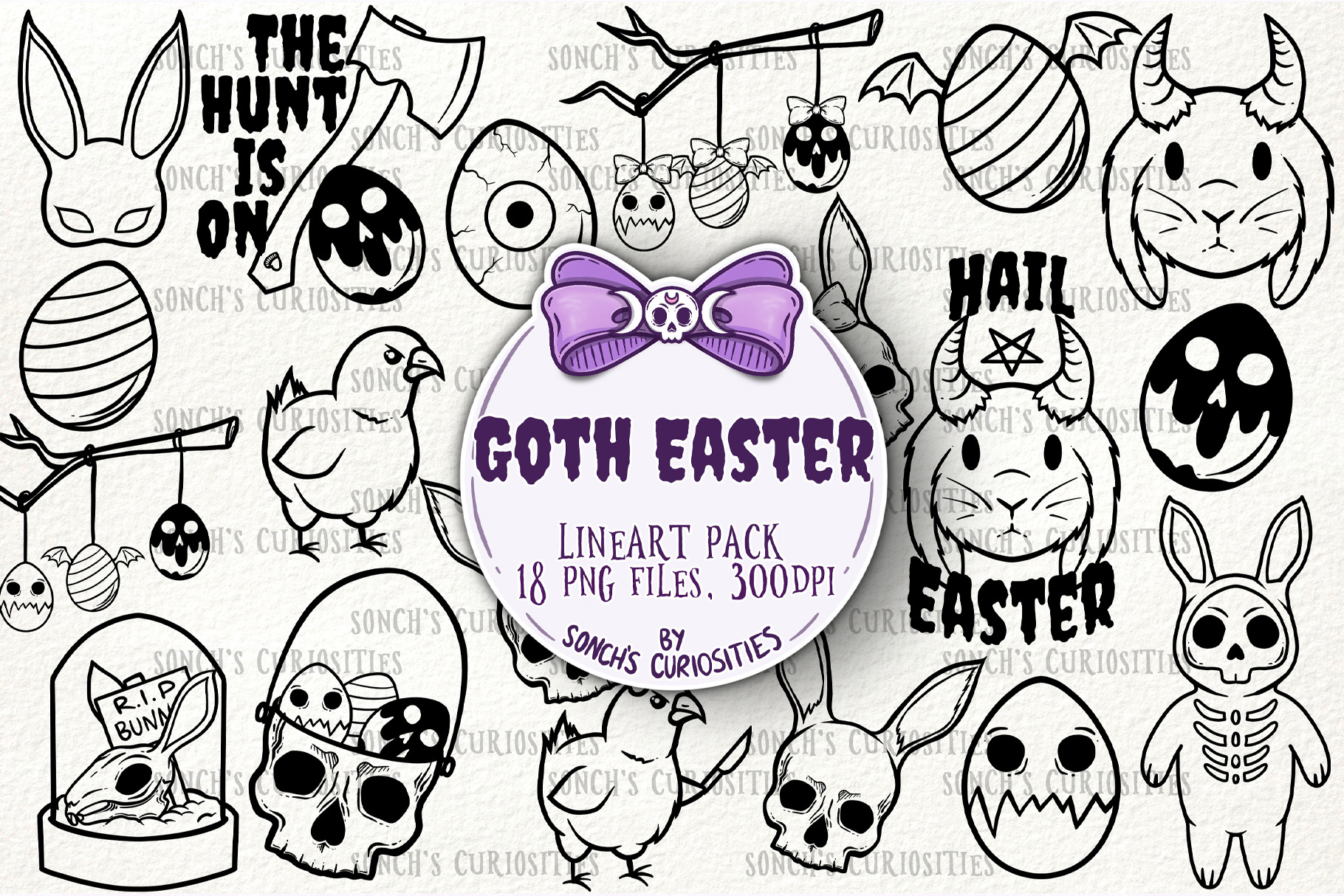 Goth Easter Lineart Clipart, PNG, an Illustration by Sonch' s Curiosities