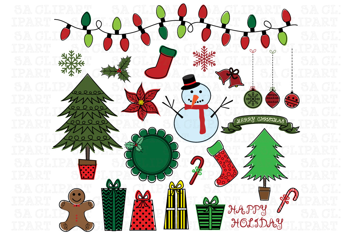 Christmas Color Doodles ClipArt, an Illustration by SA ClipArt ...