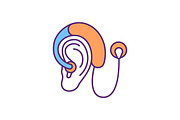 Cochlear implant RGB color icon, an Outline Icon by bsd studio