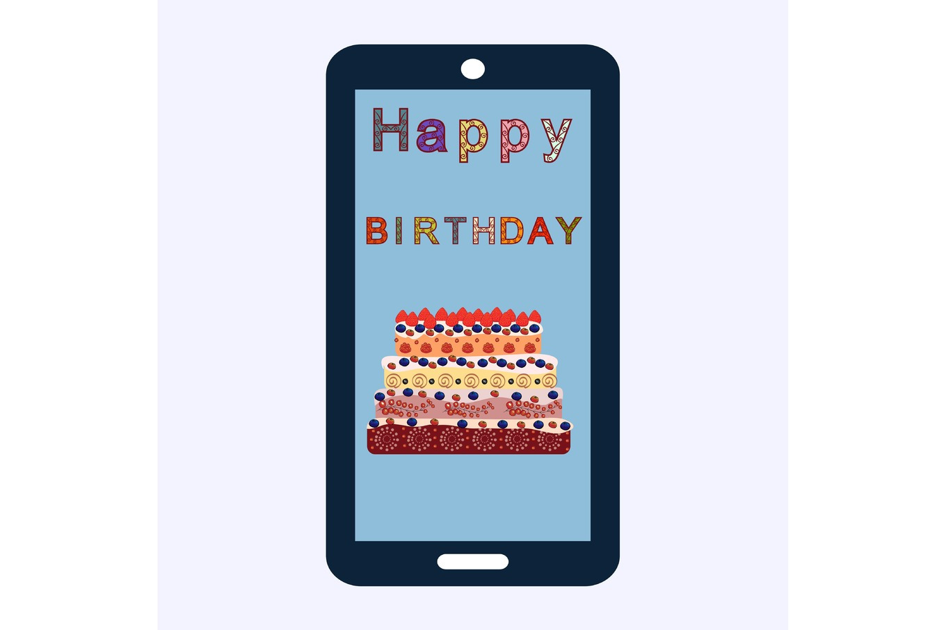 Happy birthday cake greetings smartphone, an Object Graphic by ...