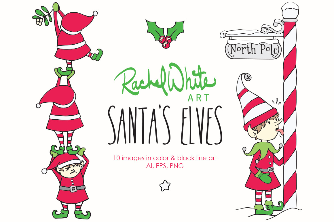 Santa's Elves, Vector & PNG, an Illustration by Rachel White Art