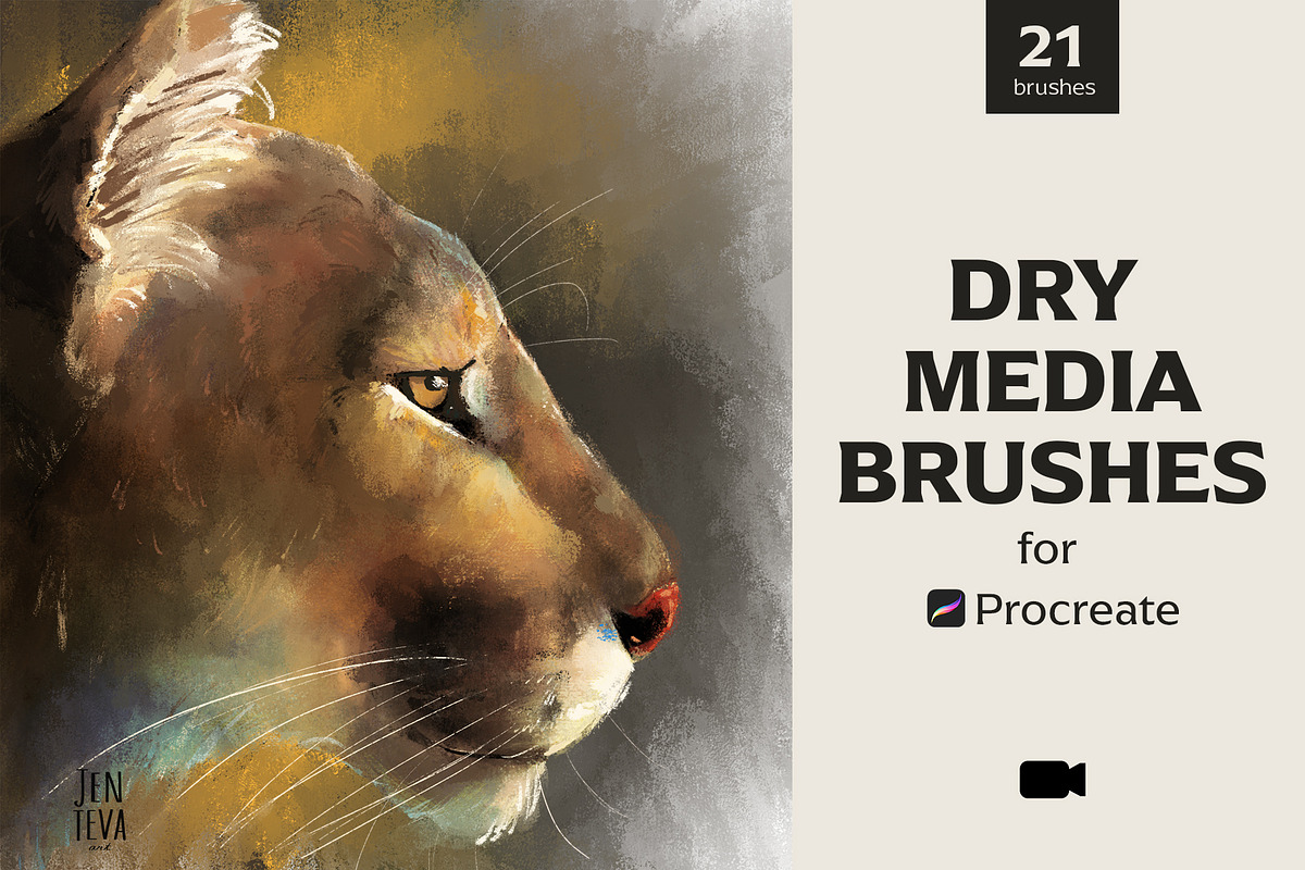 Procreate Dry Media Brushes, a Brush Add-On by Jenteva Art