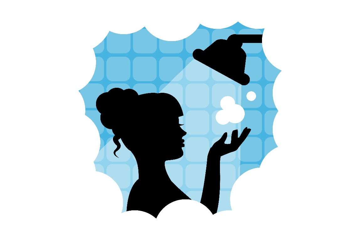 Woman taking a shower, a Person Illustration by Happy Art