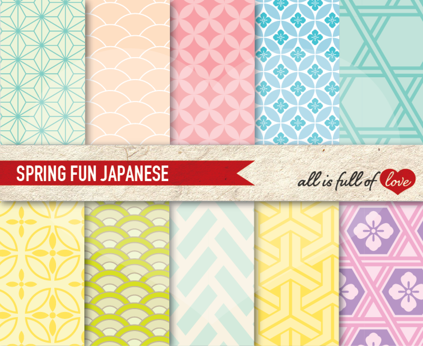 Pastel Japanese Backgrounds Papers, a Pattern Graphic by All is full of ...