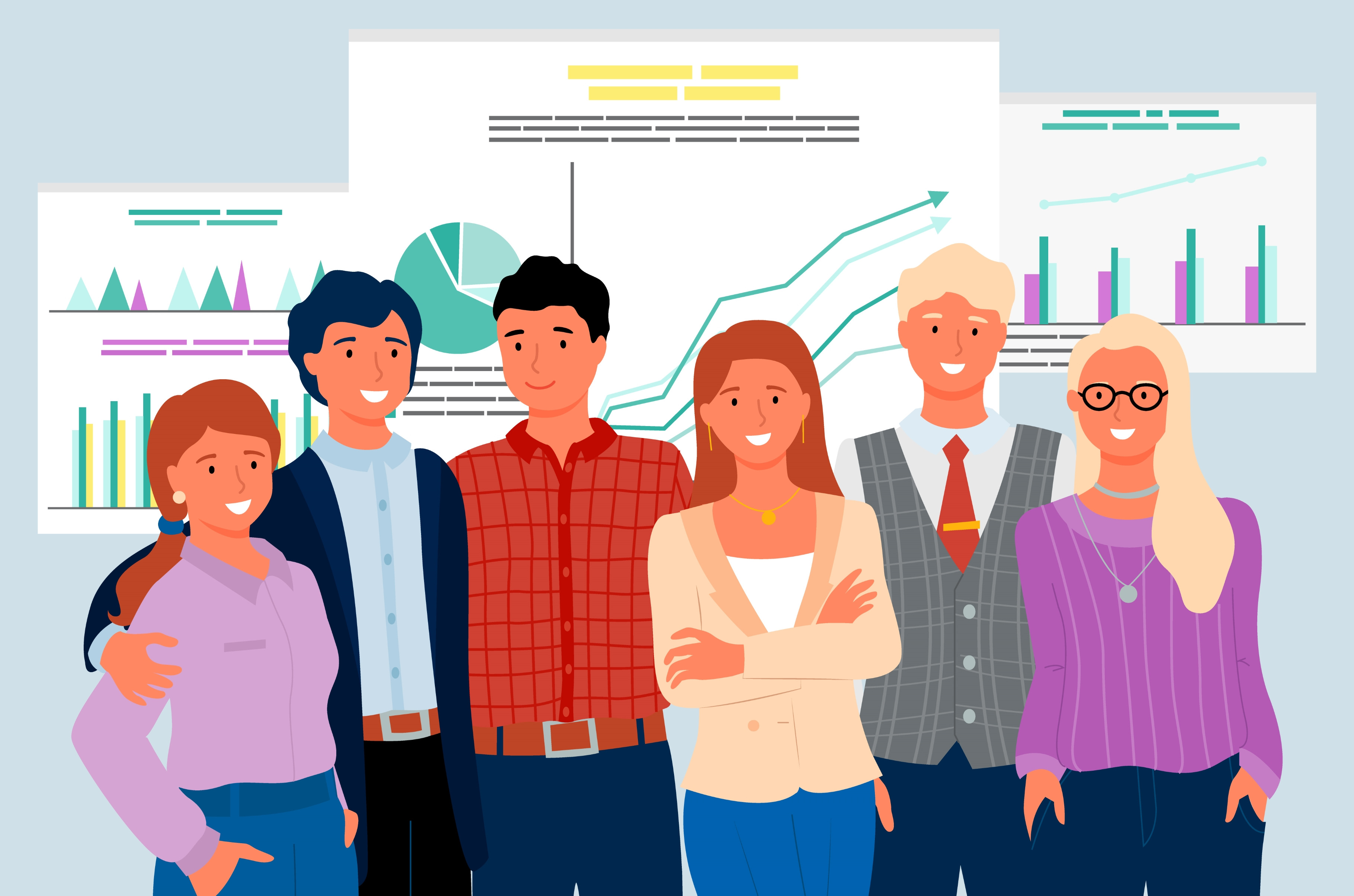 Teamwork Chart Report, Workers, a Decorative Illustration by robuart