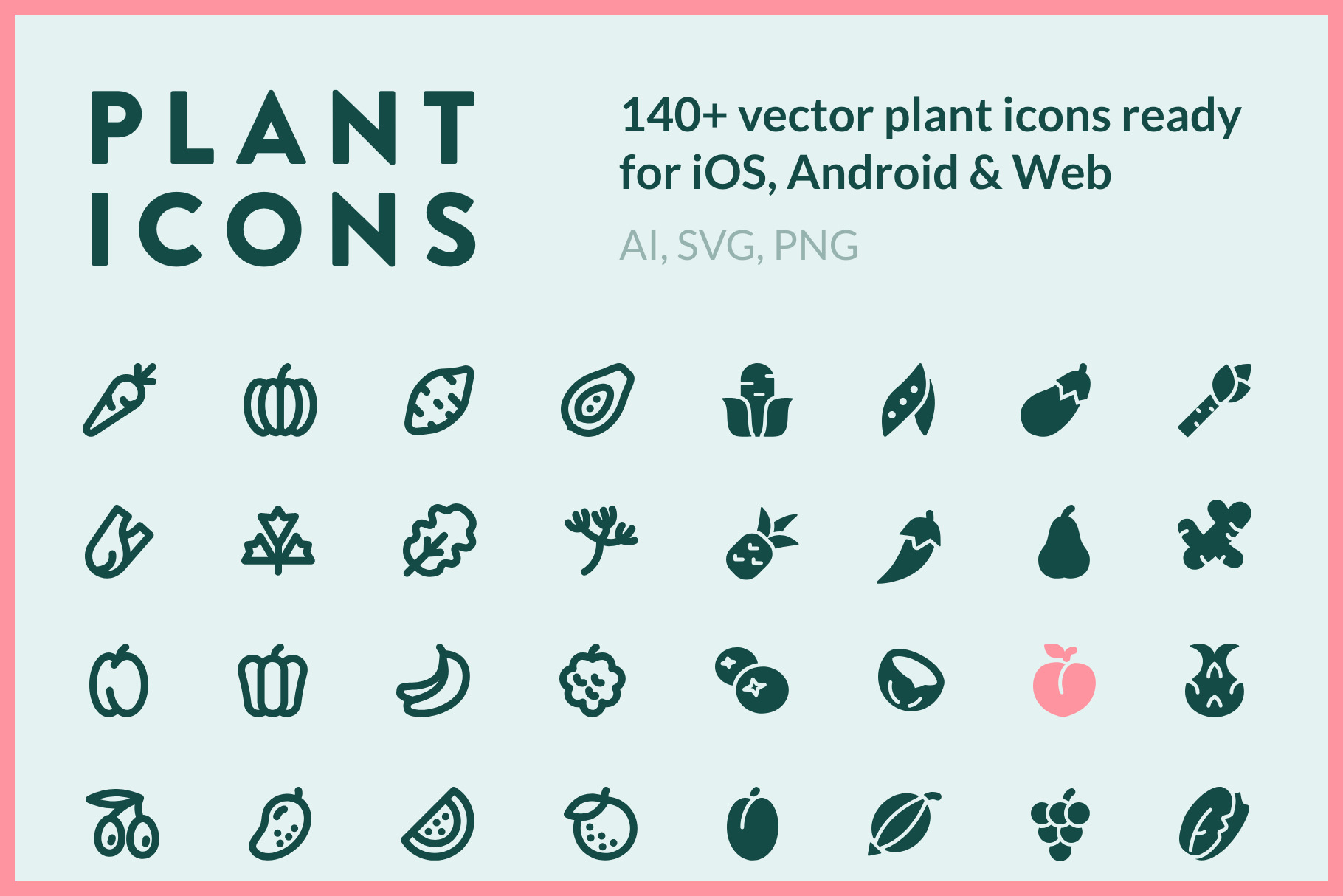 PLANTICONS - line icons & glyphs, an Outline Icon by matcha studios