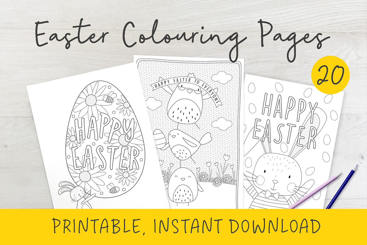 Easter Colouring Pages, an Illustration by Doodle Dibs