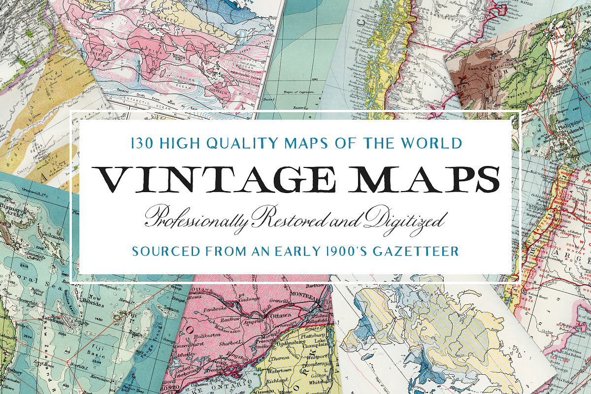 130 Vintage Maps of the World, a Texture Graphic by Century Library ...