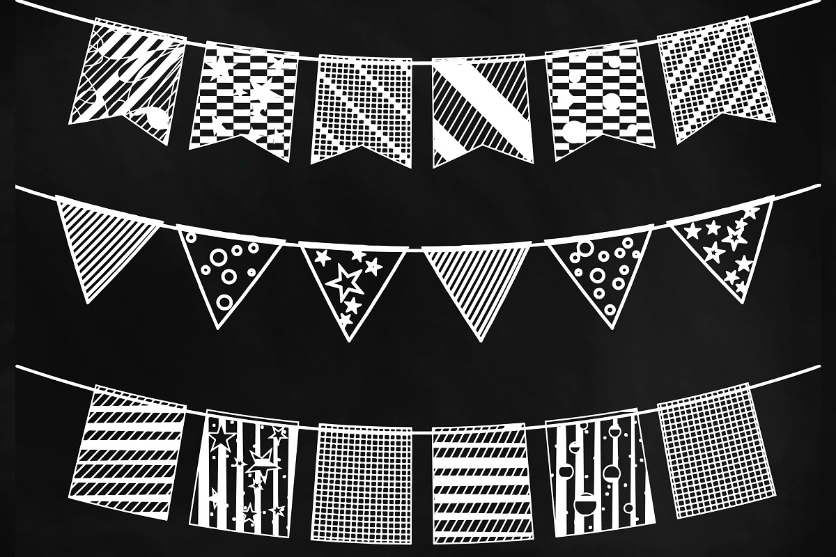 Chalk Bunting Doodles Clip Art, an Illustration by FrankiesDaughtersDesign