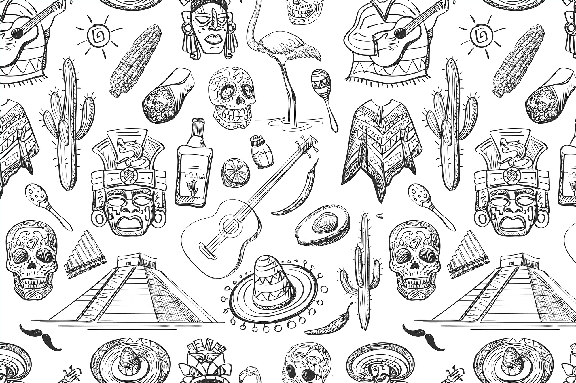 Mexican seamless pattern, a Pattern Graphic by Netkoff
