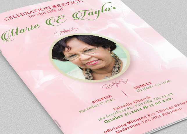 Pink Roses Funeral Program Template, a Templates & Theme by Godserv Designs
