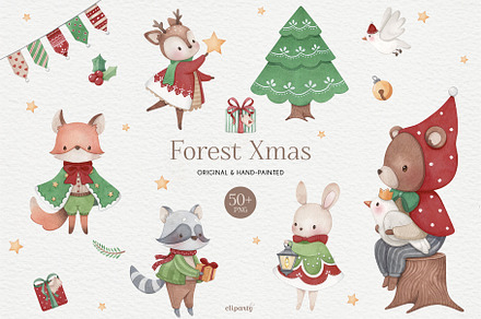 Christmas Woodland Animal Clipart | Illustrations ~ Creative Market